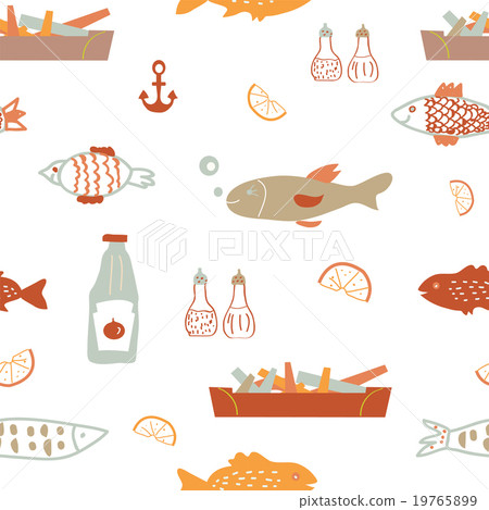Fish and chips seamless pattern - sketchy vector - Stock Illustration ...