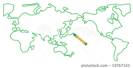 World Map Drawing Crayon Illustration - Stock Illustration [19767103 ...