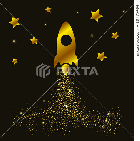 Golden rocket in space - Stock Illustration [19775494] - PIXTA