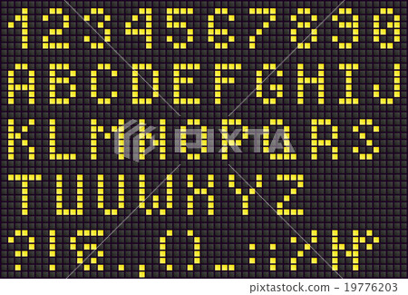 Yellow LED digital letters for text, display font-插圖素材 [19776203] - PIXTA圖庫