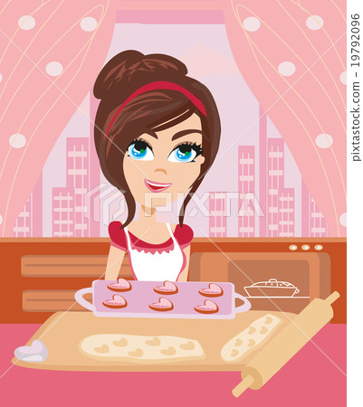 Housewife serving cookies - Stock Illustration [19792096] - PIXTA