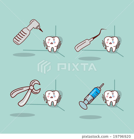 cartoon tooth with dental equipment - Stock Illustration [19796920] - PIXTA