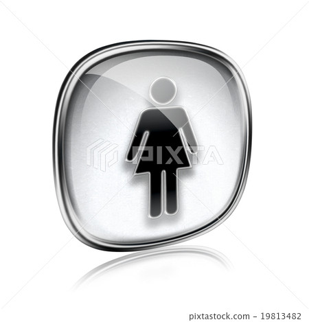 woman icon grey glass, isolated on white - Stock Illustration [19813482 ...