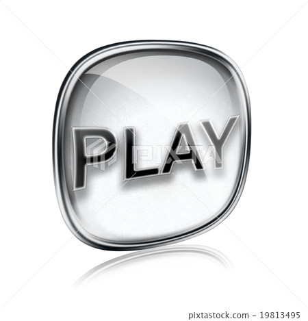 Play icon grey glass, isolated on white background - Stock Illustration ...