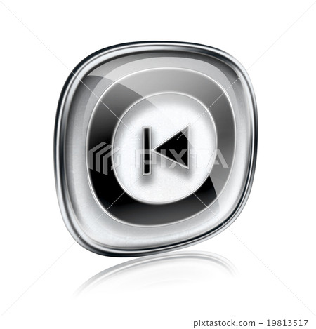 Rewind Back icon grey glass, isolated on white - Stock Illustration ...