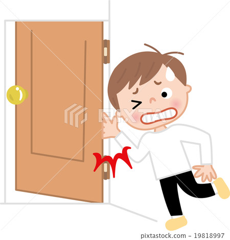 Child's injury door holding a finger holding a... - Stock Illustration ...