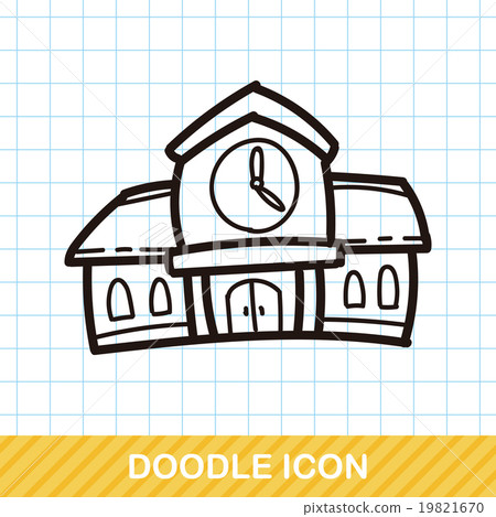 school building color doodle - Stock Illustration [19821670] - PIXTA