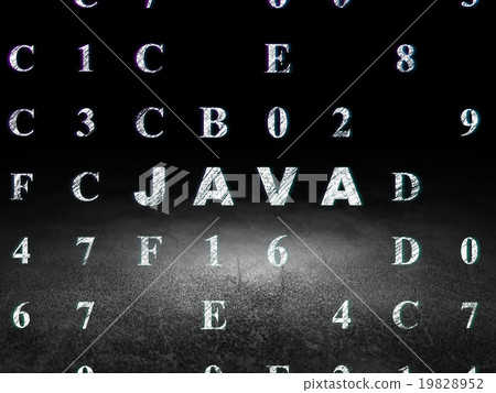 Software concept: Java in grunge dark room - Stock Illustration ...