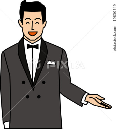 Restaurant manager who guides with a smile - Stock Illustration ...