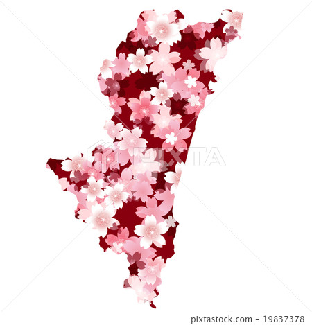 Map Miyazaki Sakura Spring - Stock Illustration [19837378] - PIXTA