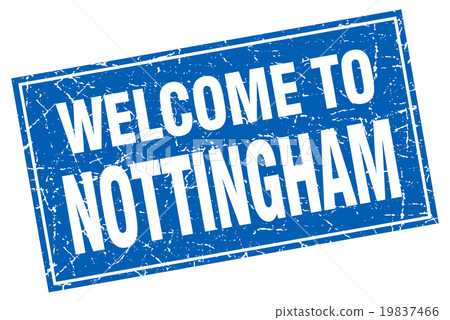 Nottingham blue square grunge welcome to stamp - Stock Illustration ...