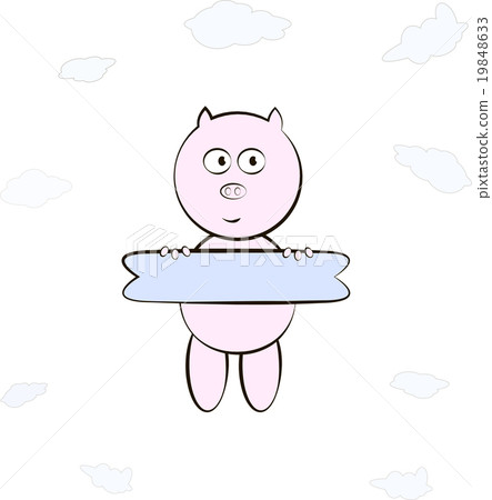 cartoon pig in clouds card - Stock Illustration [19848633] - PIXTA