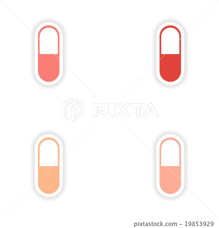 assembly realistic sticker design on paper pills - Stock Illustration ...
