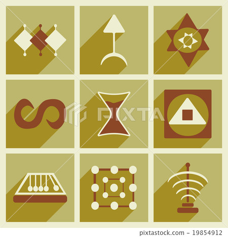 Set of flat icons with long shadow signs abstract - Stock Illustration ...