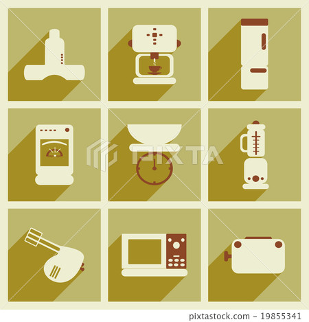 Set of flat icons with long shadow kitchen - Stock Illustration ...