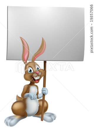 Easter Bunny Holding Sign - Stock Illustration [19857066] - PIXTA