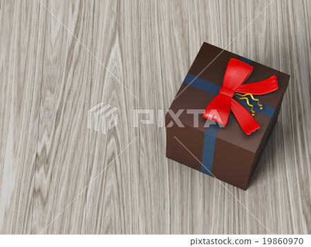 dark brown gift box with red ribbon bow - Stock Illustration [19860970 ...