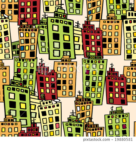 Seamless texture of urban homes. Dense buildings. - Stock Illustration ...
