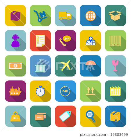 Logistics color icons with long shadow - Stock Illustration [19883499 ...