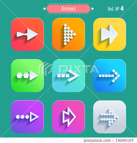 Set arrow icons, flat UI design trend - Stock Illustration [19890105 ...