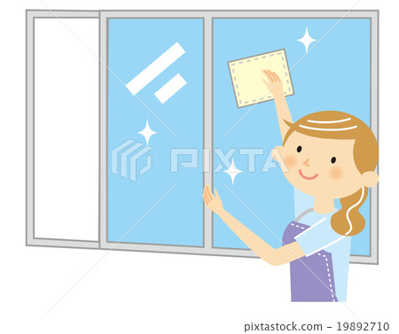 A window wiping housewife - Stock Illustration [19892710] - PIXTA