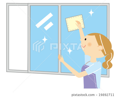 A window wiping housewife - Stock Illustration [19892711] - PIXTA