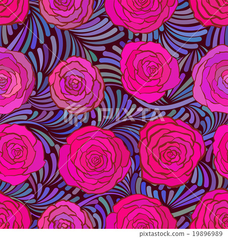 Seamless pattern with beautiful pink roses - Stock Illustration ...
