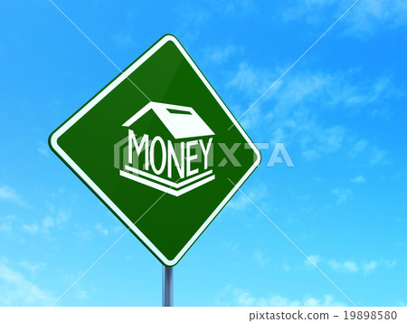 Banking concept: Money Box on road sign background - Stock Illustration ...