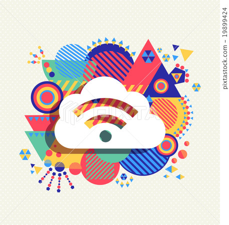 Cloud computing icon vibrant colors illustration - Stock Illustration ...