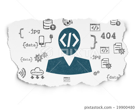 Programming concept: Programmer on Torn Paper - Stock Illustration ...