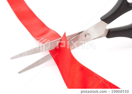 Scissors cutting red ribbon - Stock Photo [19908550] - PIXTA