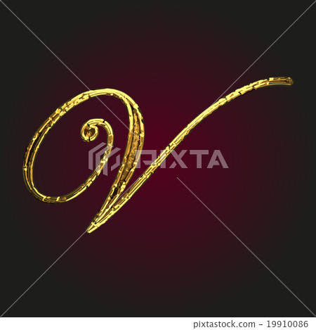 v vector golden letter - Stock Illustration [19910086] - PIXTA