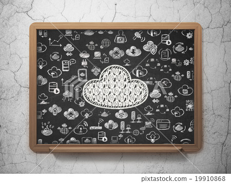 Cloud computing concept: Cloud With Code on School - Stock Illustration ...