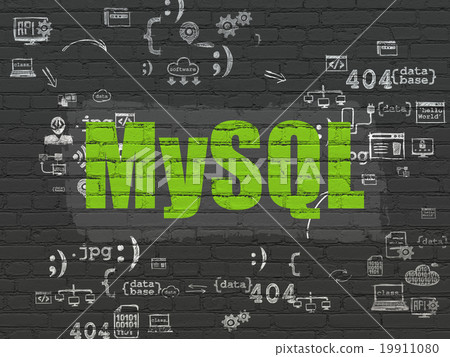 Software concept: MySQL on wall background - Stock Illustration ...