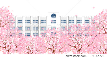 Sakura school spring background - Stock Illustration [19932776] - PIXTA