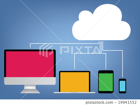 Cloud computing - laptop, tablet, mobile vector - Stock Illustration ...