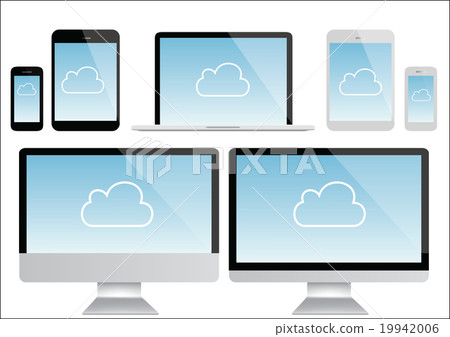 Cloud computing - modern computer / mobile - Stock Illustration ...