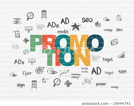 Marketing concept: Promotion on wall background - Stock Illustration ...