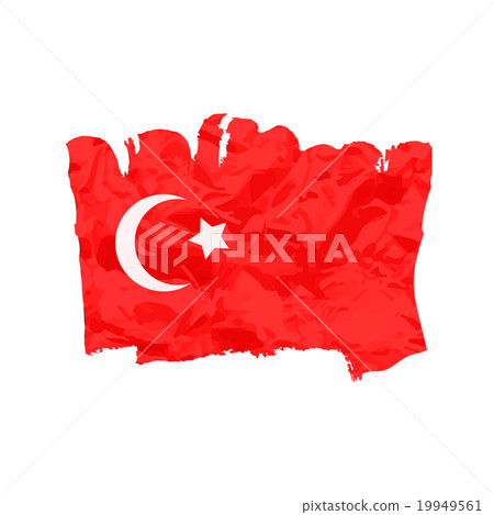 Turkish flag painted by brush hand paints. Art - Stock Illustration ...