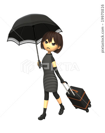 A woman carrying a parasol carrying a carry bag - Stock Illustration ...