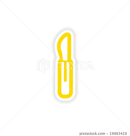 paper sticker on white background medical scalpel -插圖素材 [19983428 ...