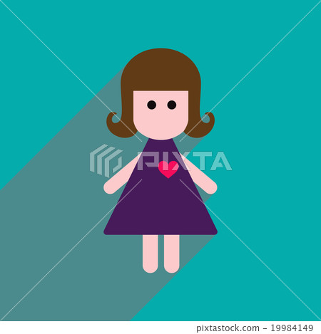 Flat web icon with long shadow girl - Stock Illustration [19984149] - PIXTA