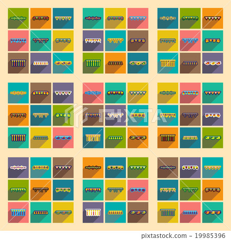 Concept flat icons with long shadow festive - Stock Illustration ...