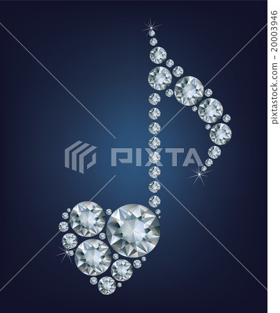 Shiny bright Diamond Music Note symbol with heart -插圖素材 [20003946 ...