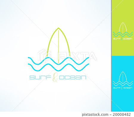 Vector surfing company label logo made in modern - Stock Illustration ...