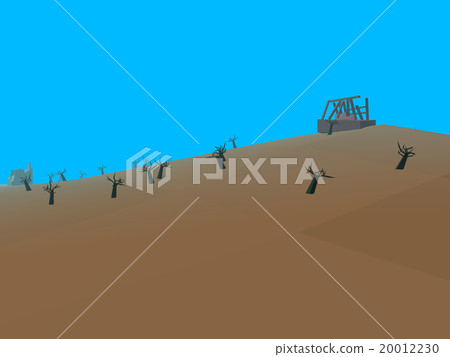 Low poly retro style moorland - Stock Illustration [20012230] - PIXTA