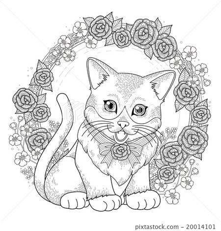 art, cat, coloring page - Stock Illustration [20014101] - PIXTA
