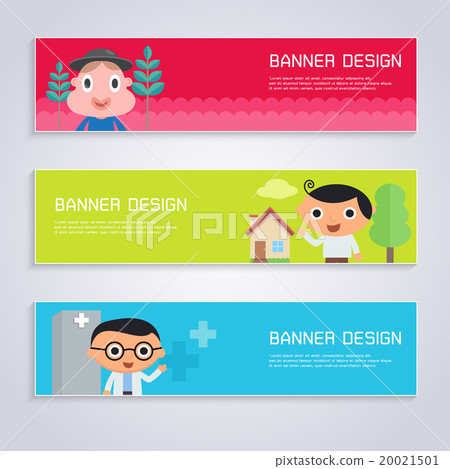Cartoon character banner design set - Stock Illustration [20021501] - PIXTA