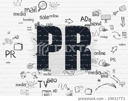 Advertising concept: PR on wall background - Stock Illustration ...