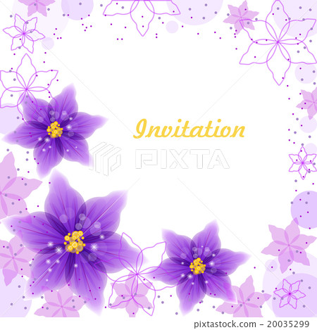 Invitation card witn violet flowers and floral - Stock Illustration ...